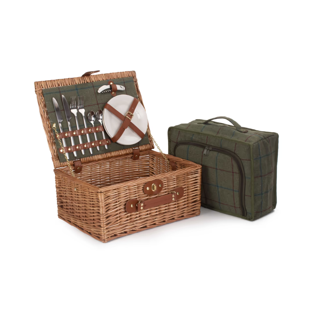 Buy 2 Person Green Tweed Hamper | London Grocery