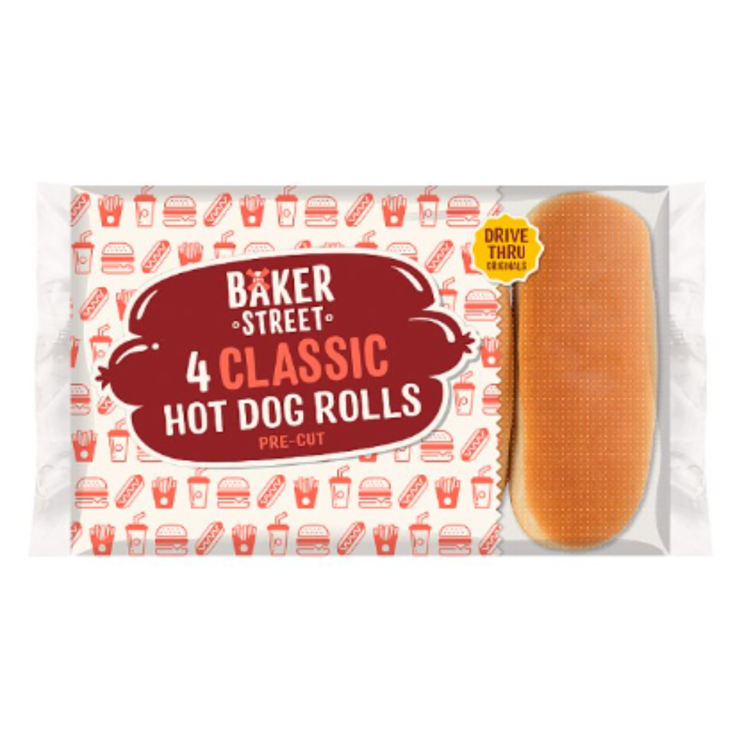Buy Baker Street 4 Classic Hot Dog Rolls Pre-Cut x Case of 1 | London ...