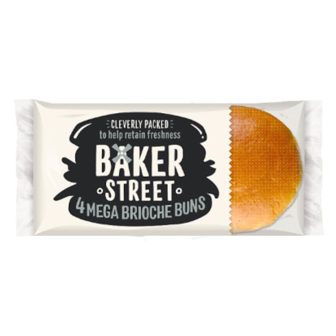 Buy Baker Street 4 Mega Brioche Buns x Case of 1 | London Grocery