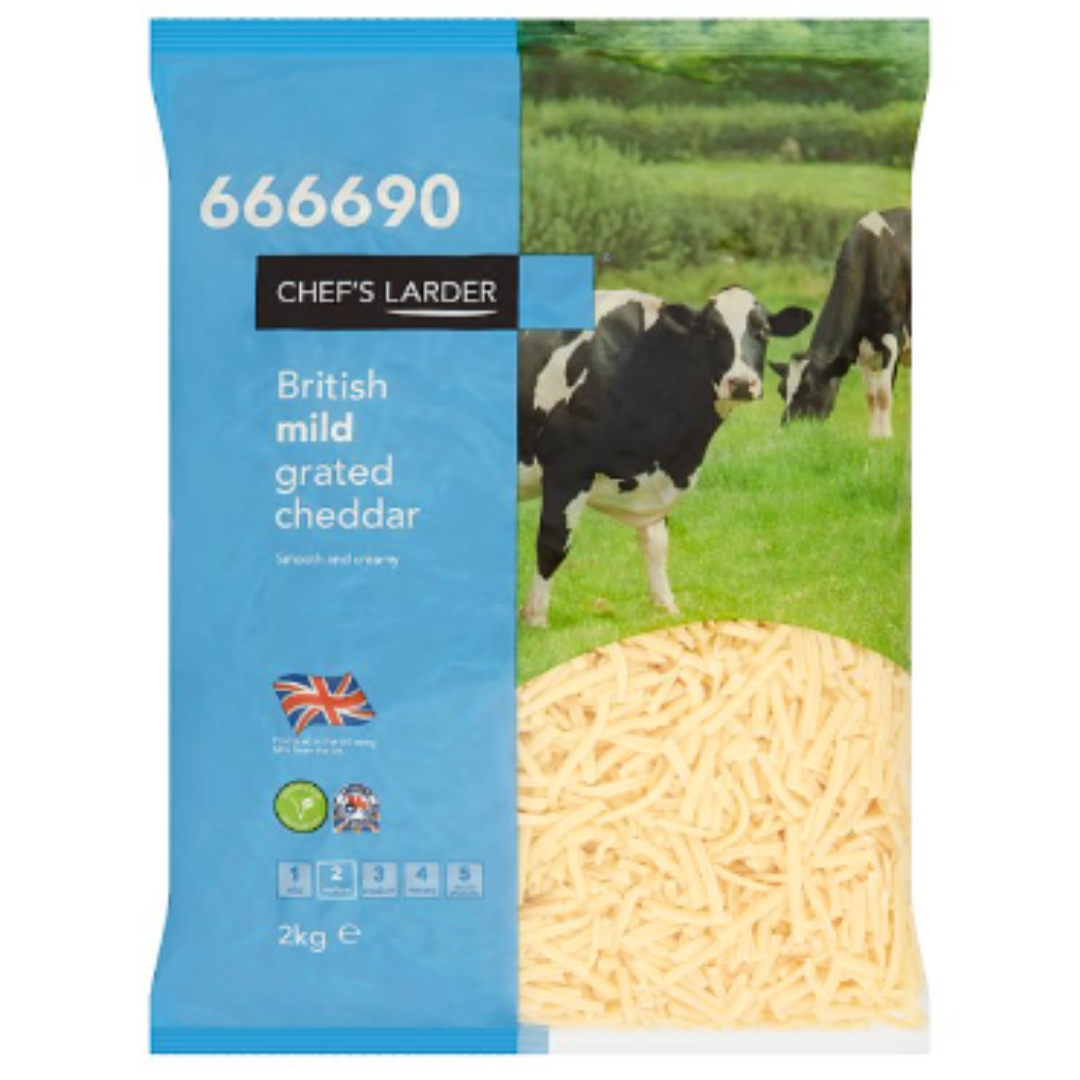 Buy Chef's Larder British Mild Grated Cheddar 2kg x 6 | London Grocery