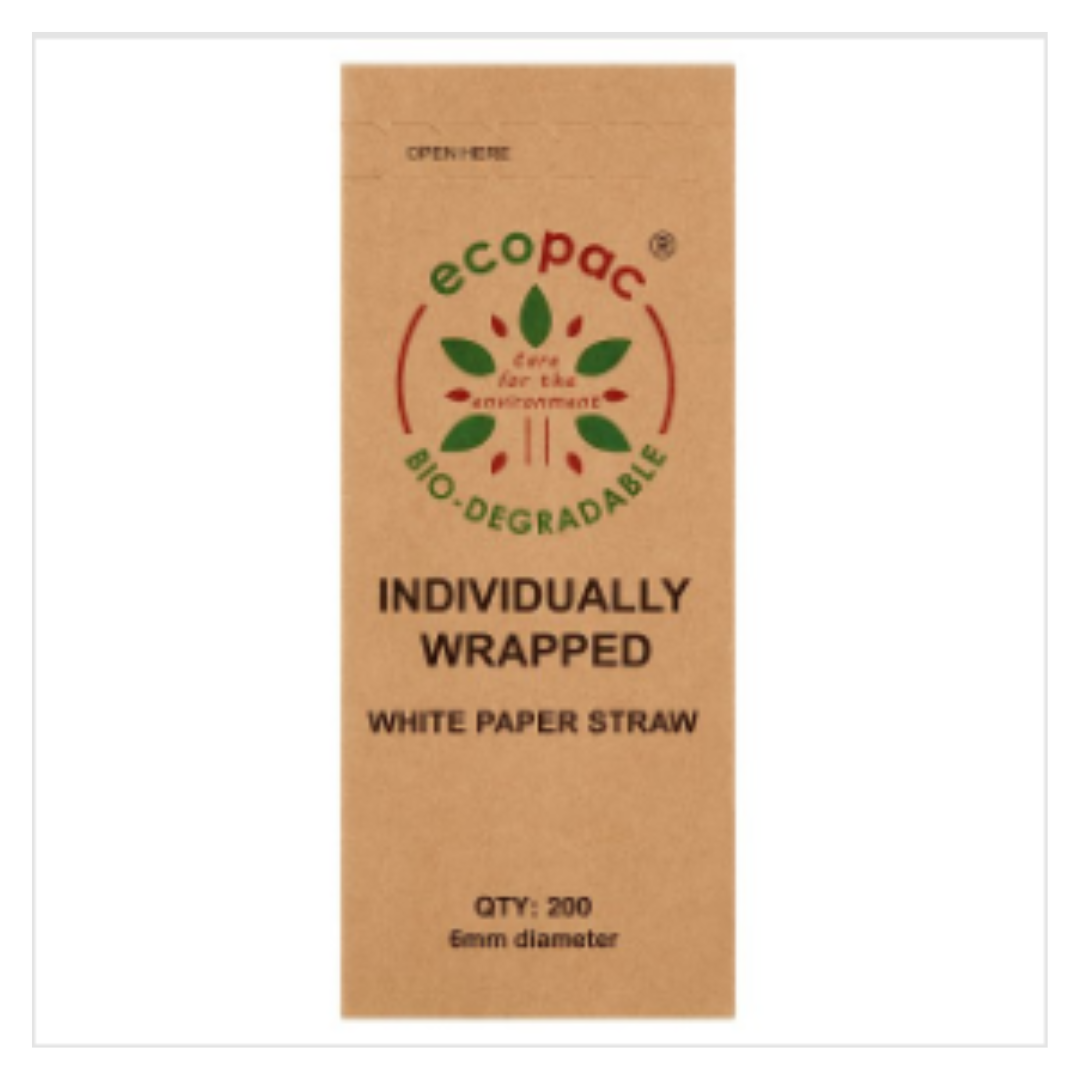 Buy Ecopac 200 Bio-Degradable Individually Wrapped White Paper Straw ...
