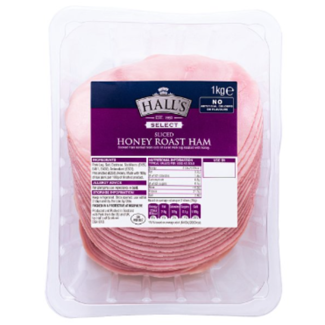 Buy HALL'S Select Sliced Honey Roast Ham 1kg x 4 | London Grocery