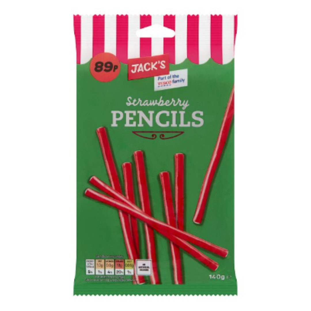 Buy Jack's Strawberry Pencils 140g x Case of 10 | London Grocery