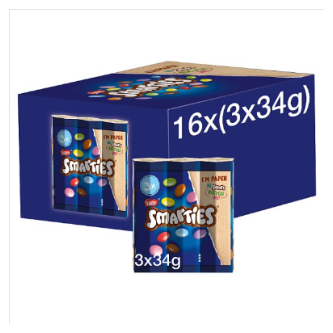 Buy Smarties Milk Chocolate Tube Multipack 3 Pack (3 x 34g) x Case of ...