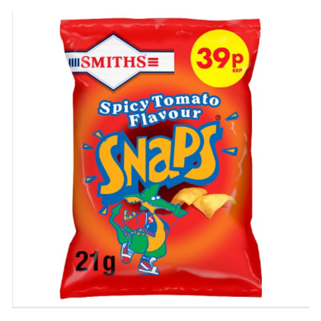 Buy Smiths Snaps Spicy Tomato Snacks 39p 21g x Case of 30 | London Grocery