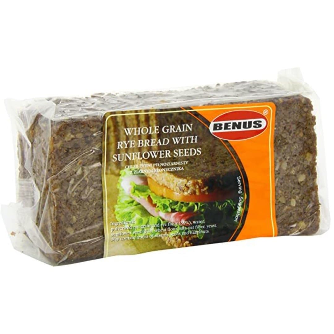 Benus Wholegrain Rye Bread with Sunflower 500gr | London Grocery
