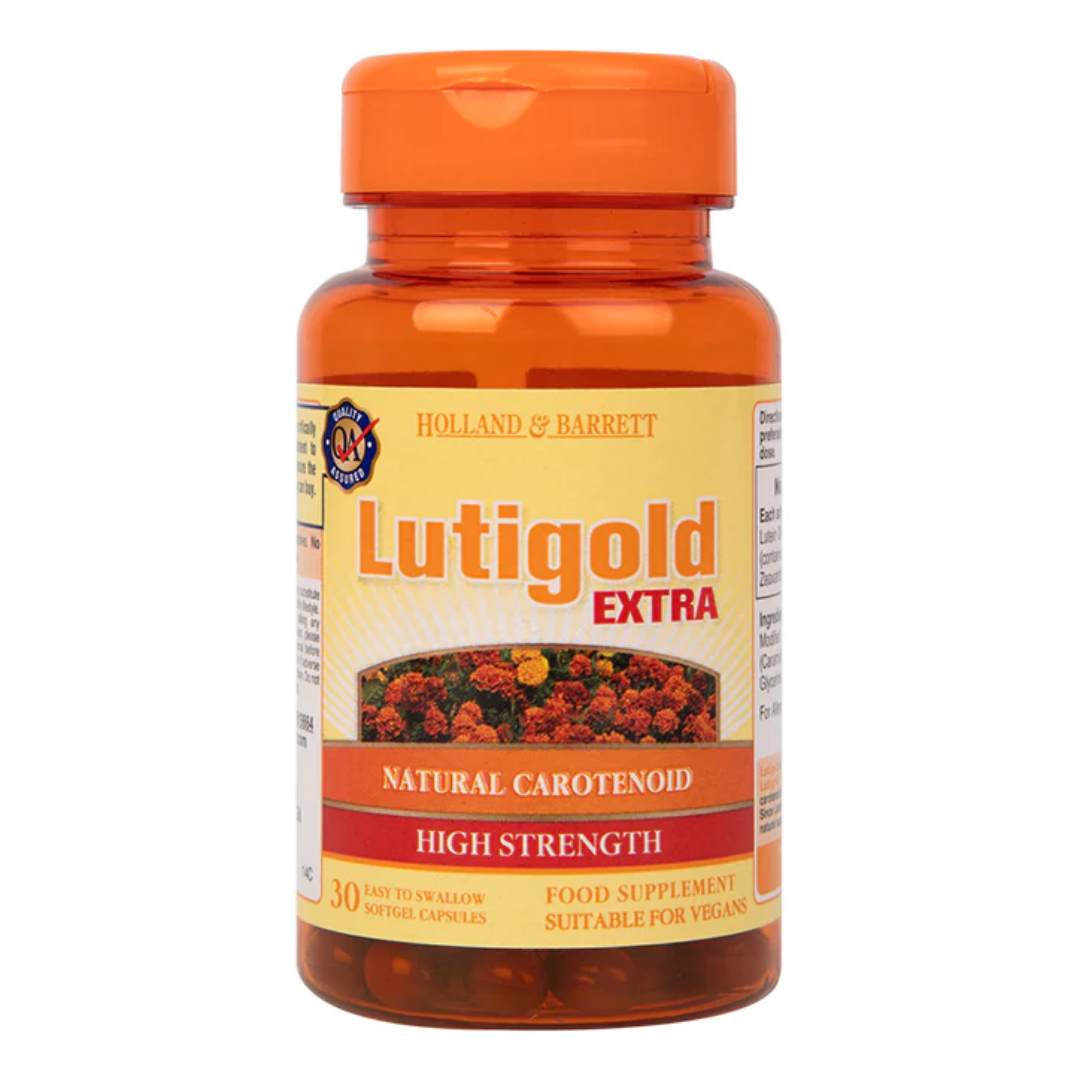 Buy Holland & Barrett Lutigold Extra 30 Capsules 20mg | London Grocery
