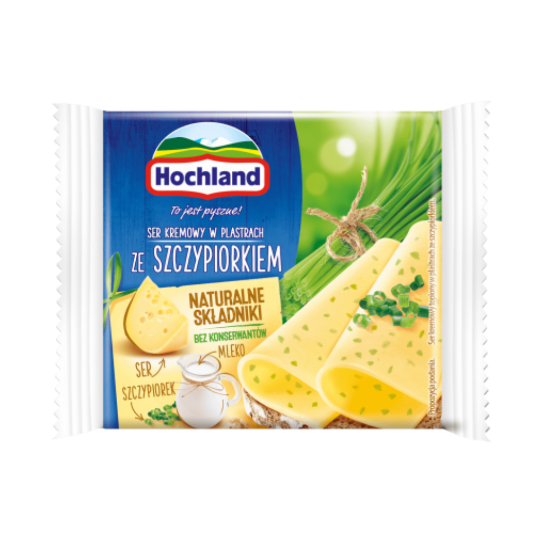 Hochland Sliced Cheese with Chives (Szczypiorkiem) 130gr | London Grocery