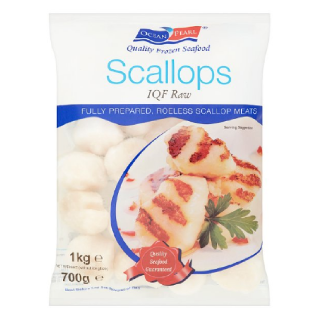 Buy Ocean Pearl U/20 IQF Roeless Scallops 1kg x 10 Packs | London Grocery