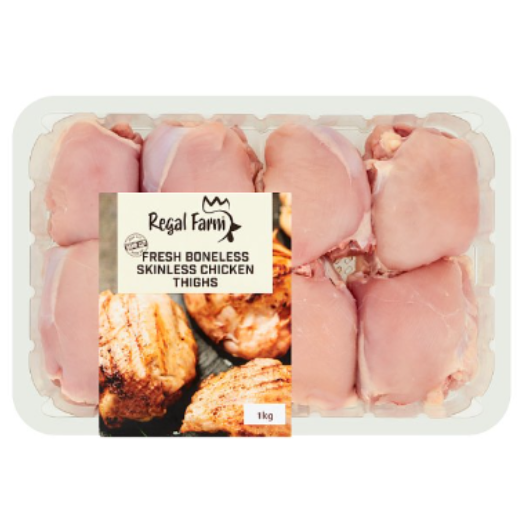 Buy Regal Farm Fresh Boneless Skinless Chicken Thighs 1kg x 4 Packs ...